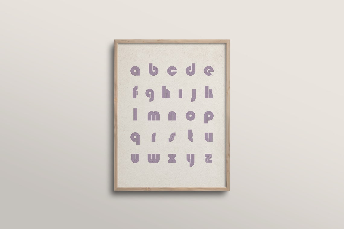 Retro Alphabet Poster Purple Instant Download Kids Art Nursery Wall Art ...