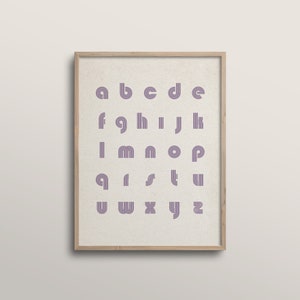 Retro Alphabet Poster Purple Instant Download Kids Art Nursery Wall Art ...