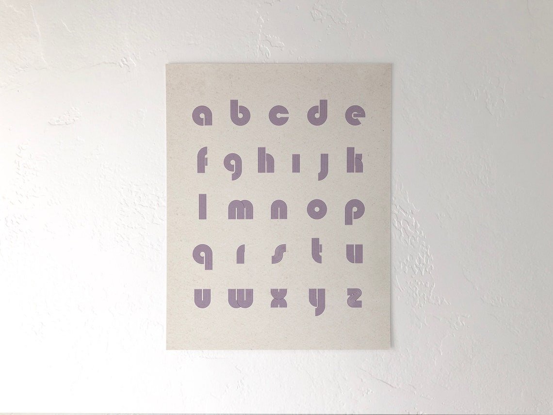 Retro Alphabet Poster Purple Instant Download Kids Art Nursery Wall Art ...