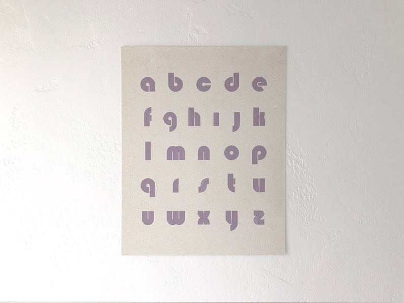 Retro Alphabet Poster Purple Instant Download Kids Art Nursery Wall Art ...