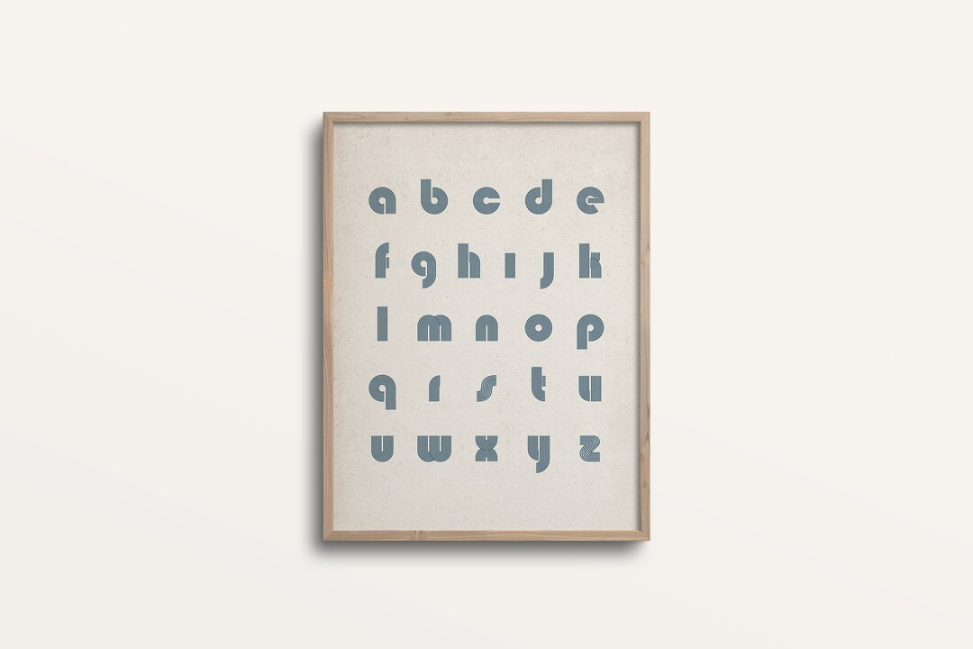 Retro Alphabet Poster | Blue | Instant Download | Kids Art | Nursery ...