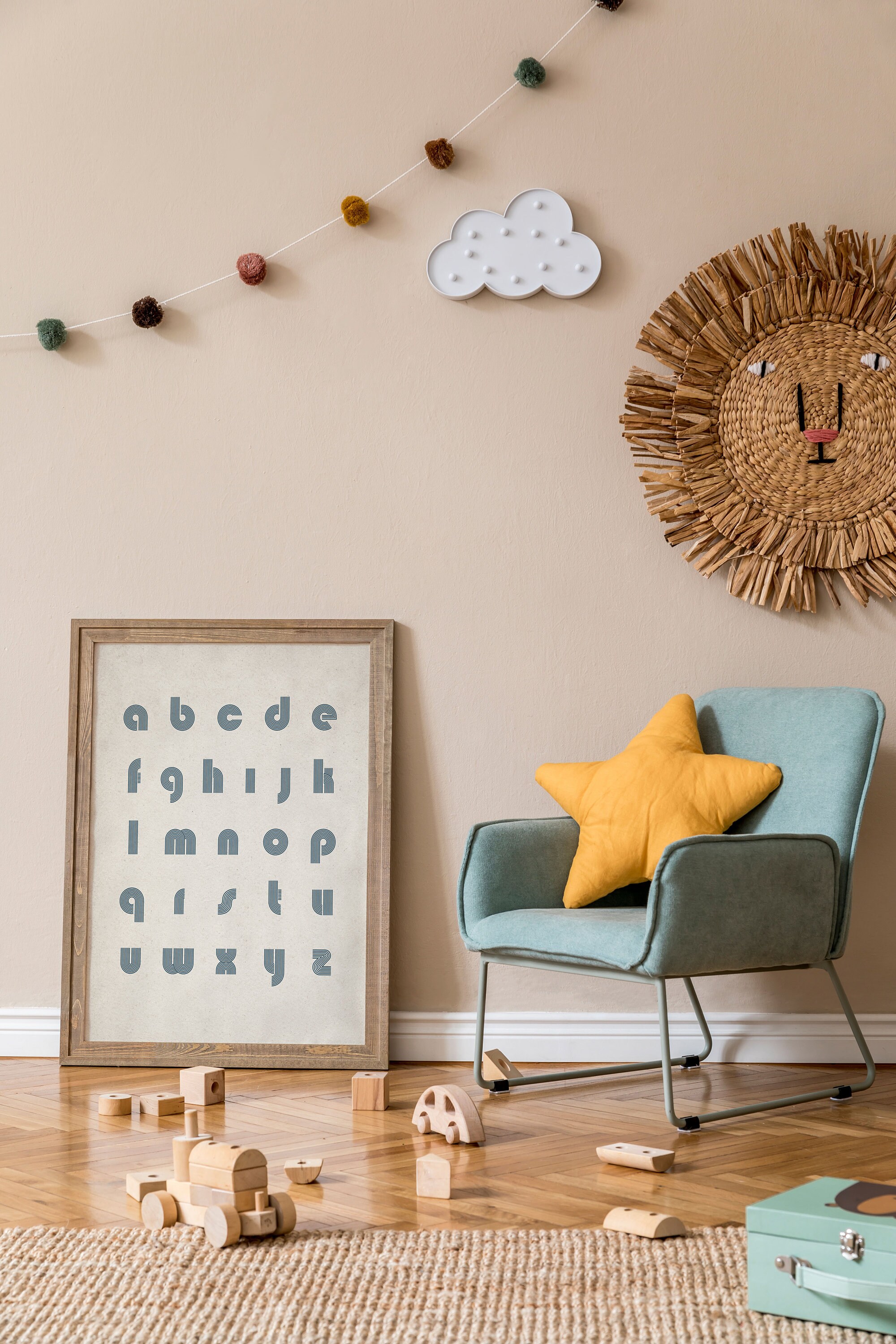 Retro Alphabet Poster Blue Instant Download Kids Art - Etsy