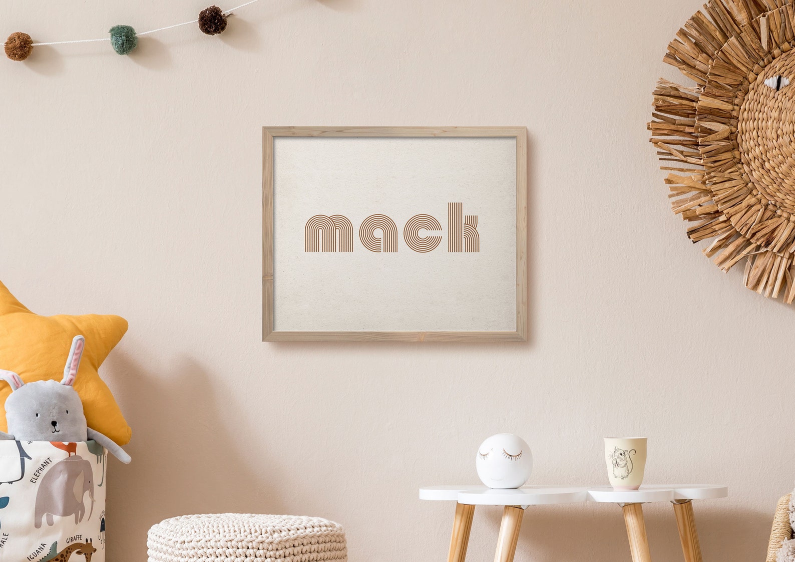 Custom Name Print Retro Alphabet Name Print Natural Baby - Etsy