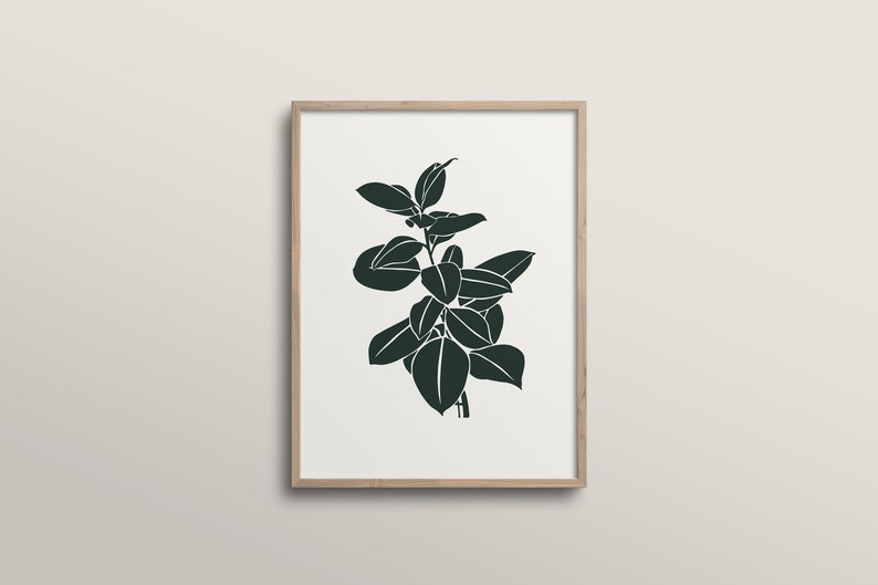Rubber Tree Print Botanical Illustration Downloadable - Etsy