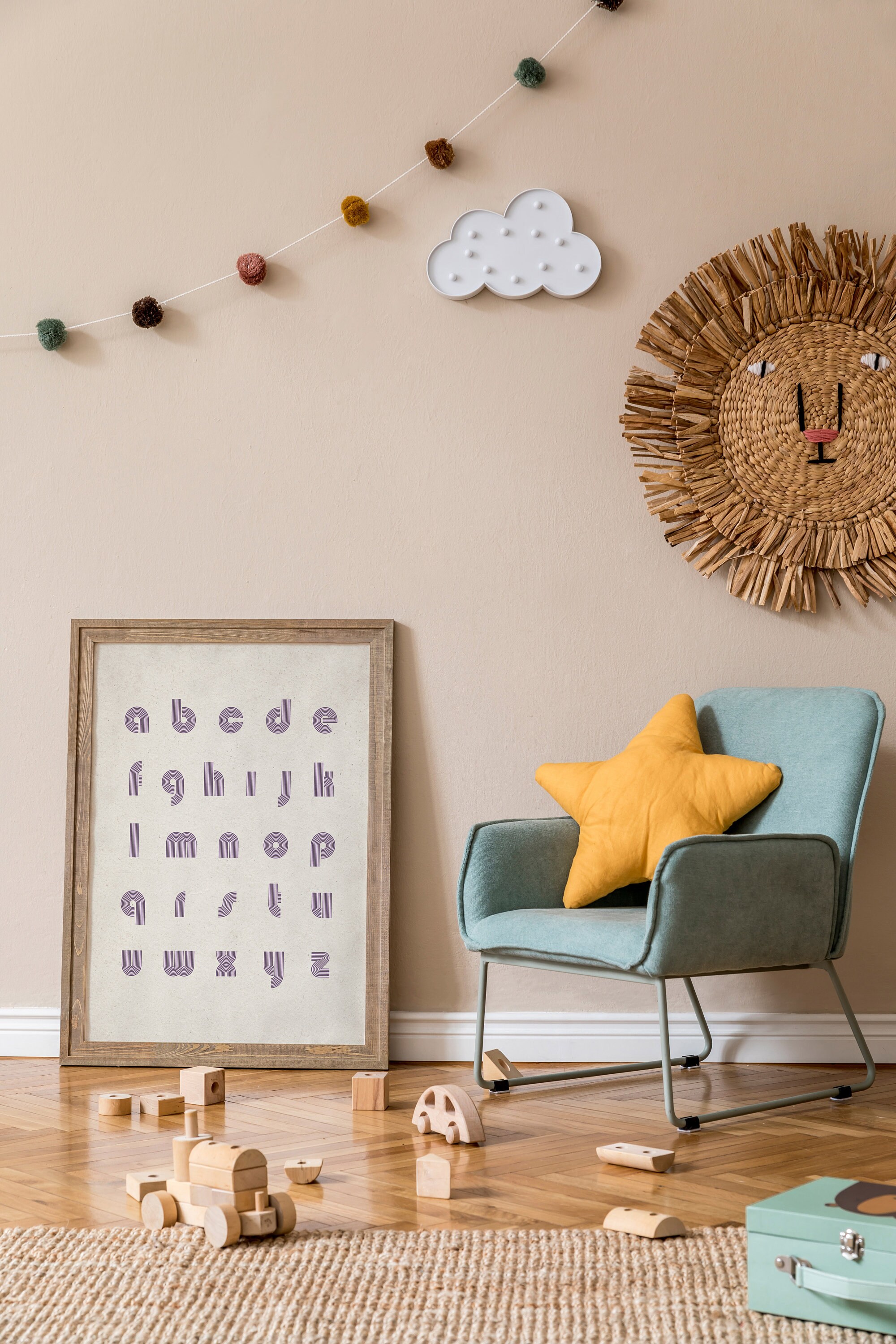 Retro Alphabet Poster Purple Instant Download Kids Art Nursery Wall Art ...