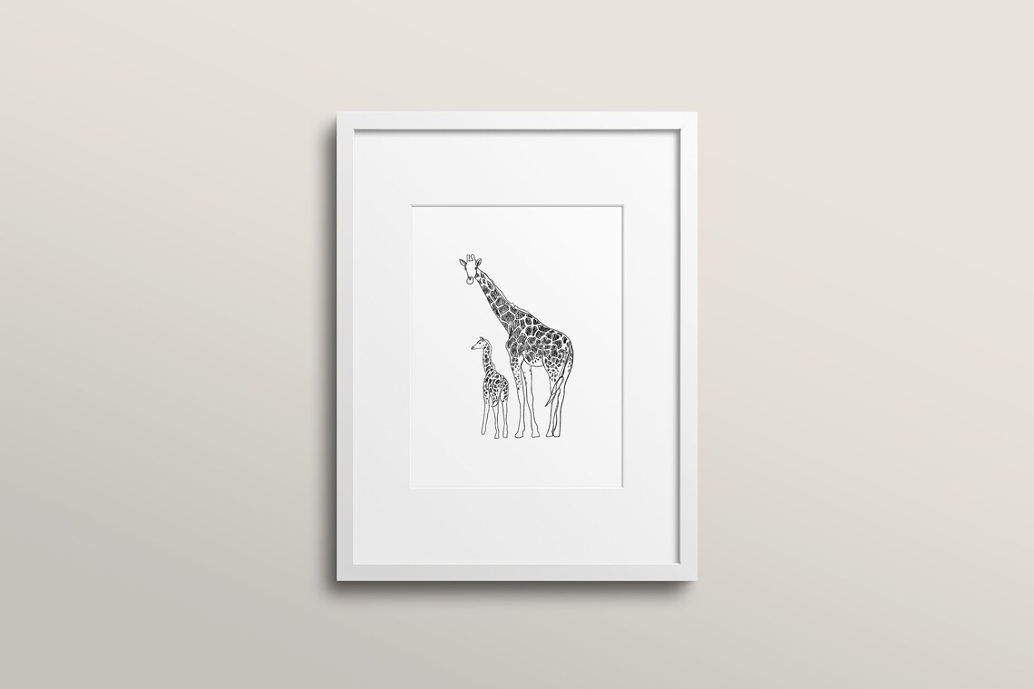 Giraffe Line Art Line Drawing Instant Download Minimalist | Etsy