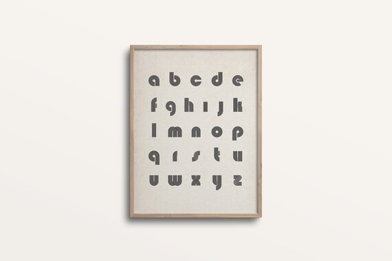 Retro Alphabet Poster Black Instant Download Kids Art | Etsy