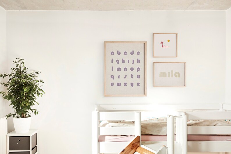 Retro Alphabet Poster Purple Instant Download Kids Art Nursery Wall Art ...