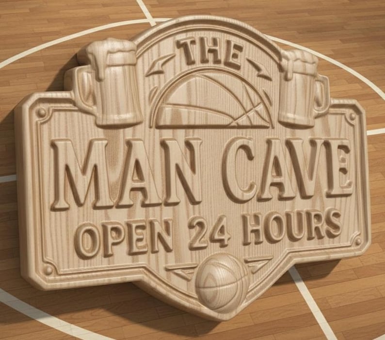 Basketball & Beer Man Cave Sign 3D STL File - CNC Router Carving - Etsy