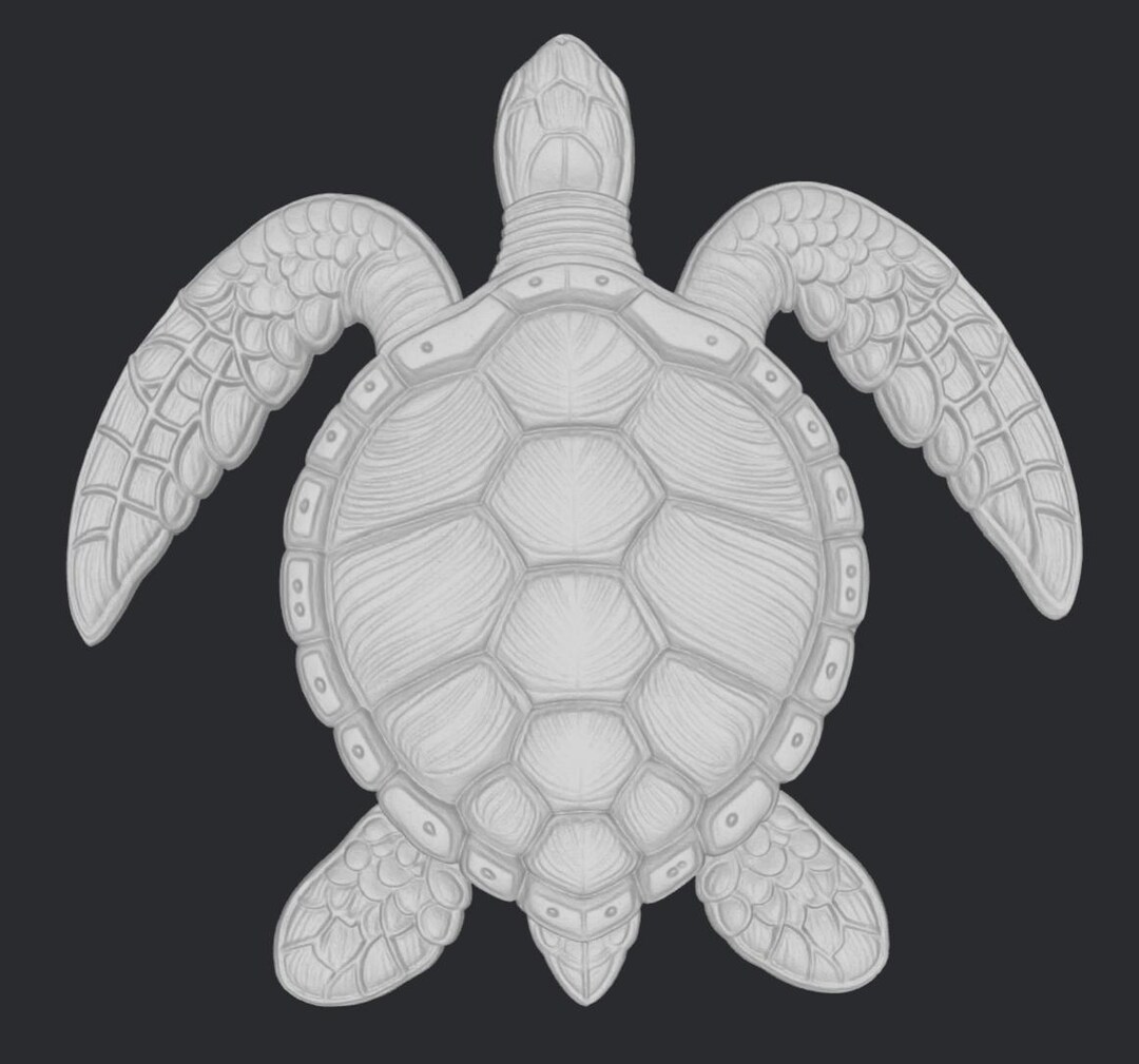 Sea Turtle STL File for CNC Carving & 3D Printing | Detailed Marine 3D ...