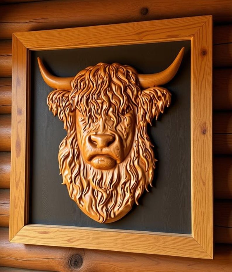 Highland Cow 3 STL Files: CNC Router Carving Wall Art - Etsy