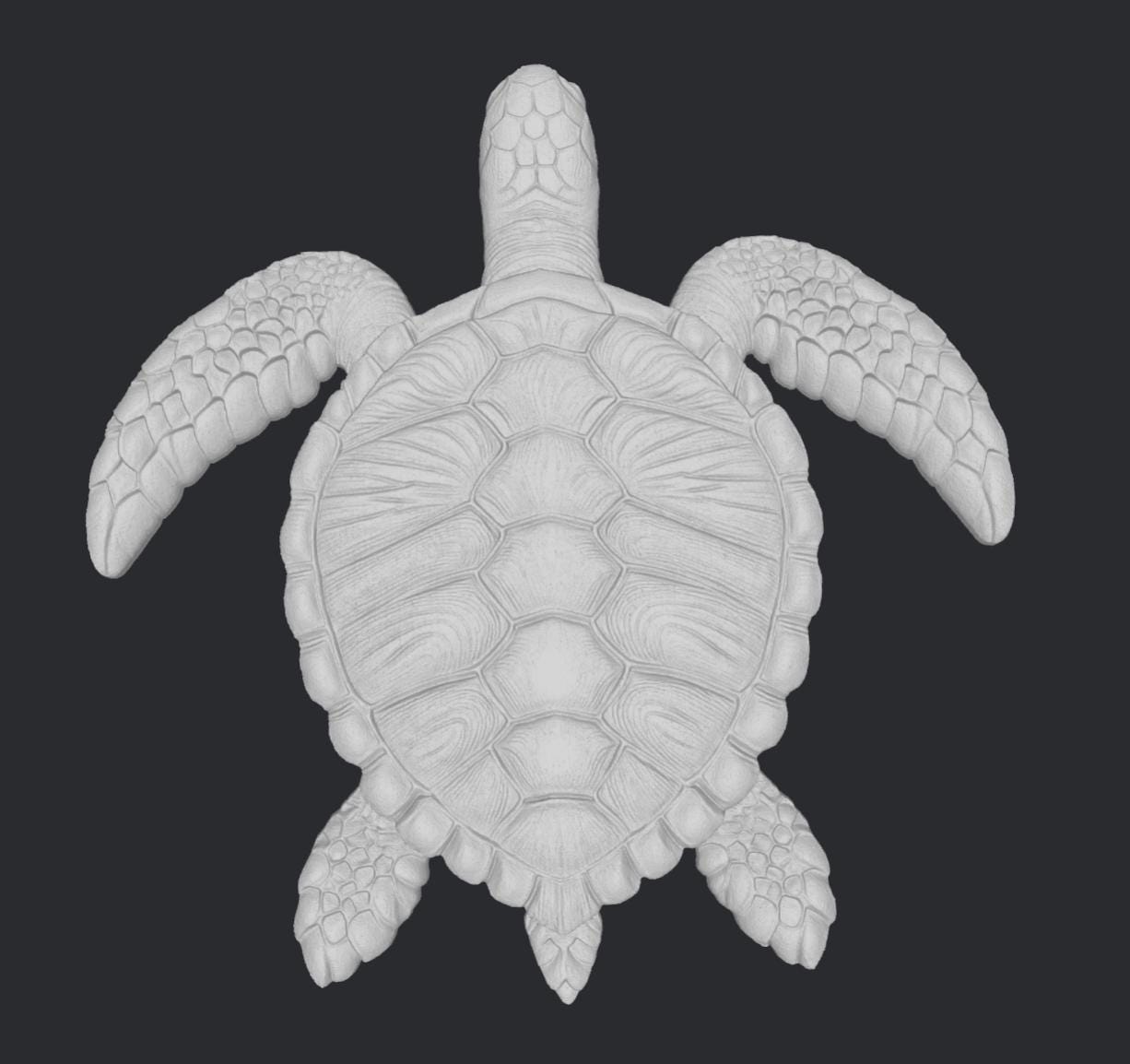 Sea Turtle STL File for CNC Carving & 3D Printing | Detailed Marine 3D ...