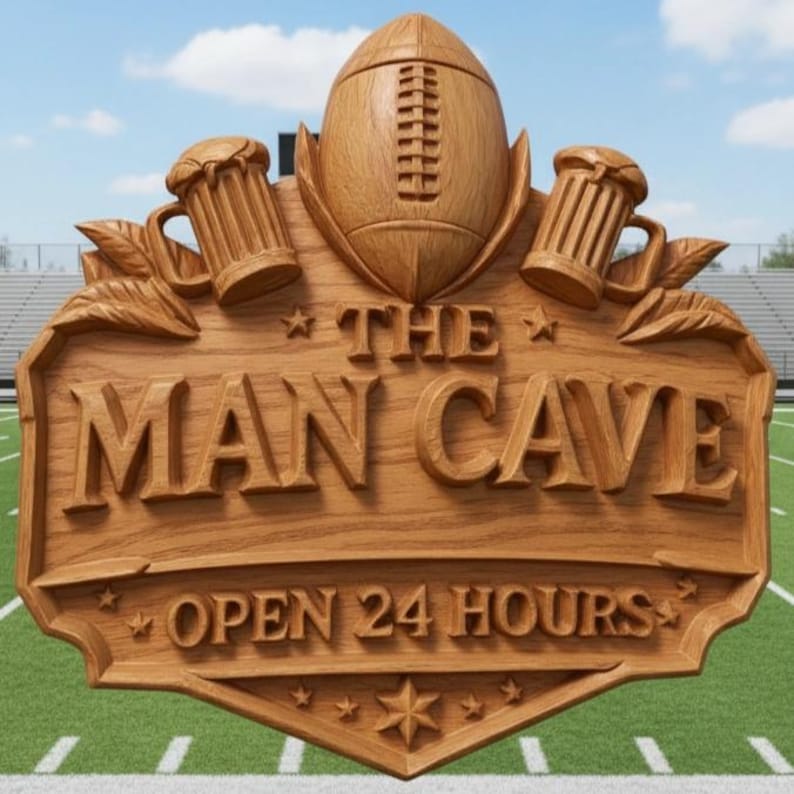 Beer & Football Man Cave Sign STL File: CNC Router Carving (digital ...
