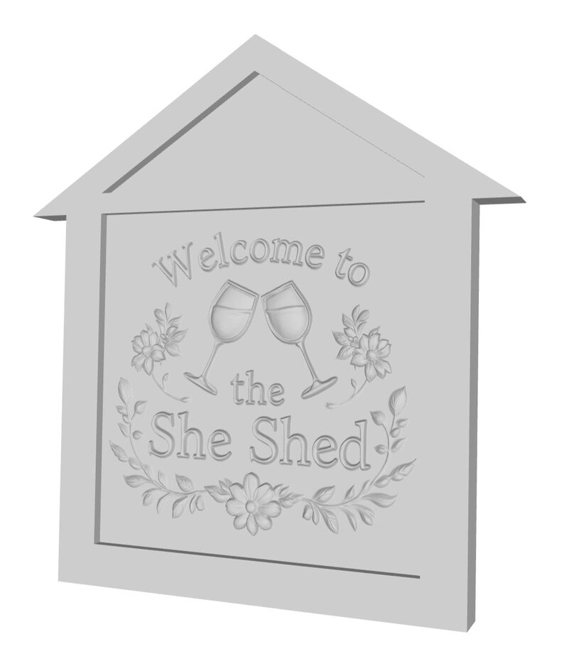 CNC Router She Shed Sign 4 STL Files | 3D Relief Wood Carving Vcarve ...
