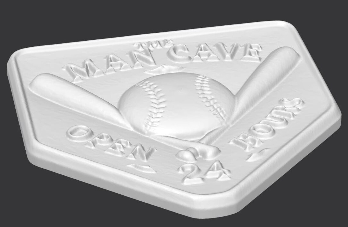 Baseball Sign STL File for CNC Router | 3D Carving Plaque or Wall Art ...