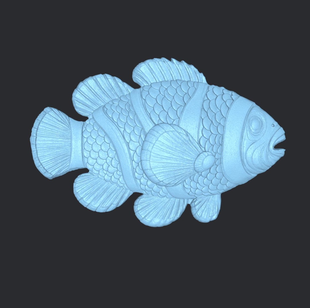 Clown Fish STL File for CNC Carving & 3D Printing | Detailed Marine 3D ...