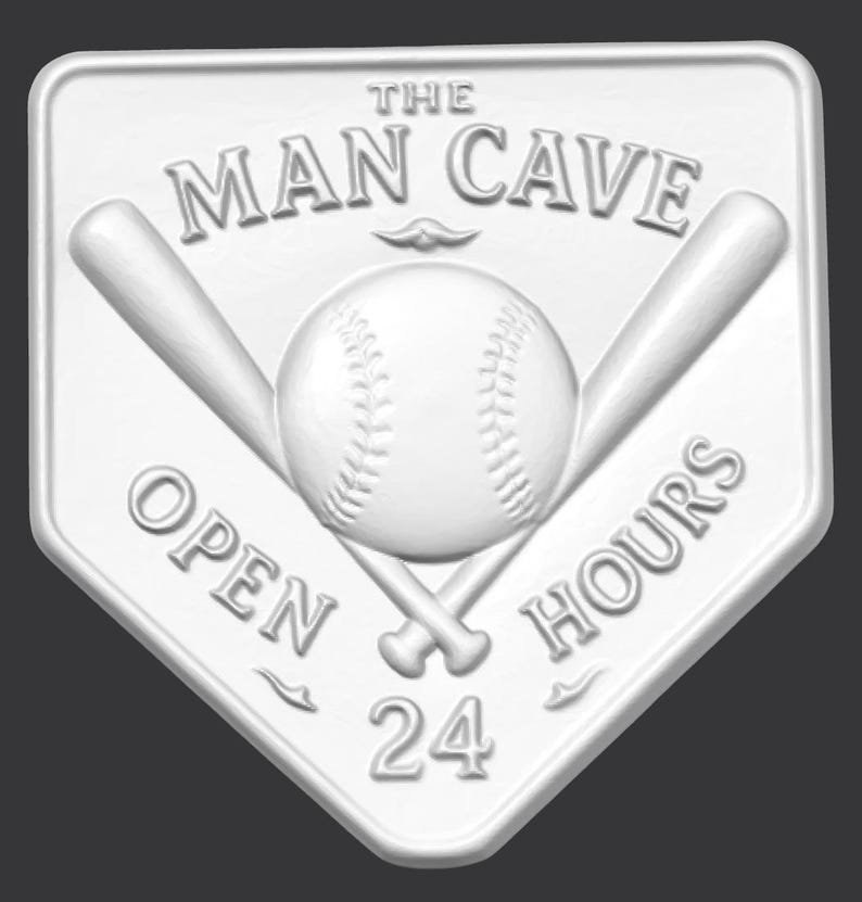 Baseball Sign STL File for CNC Router | 3D Carving Plaque or Wall Art ...