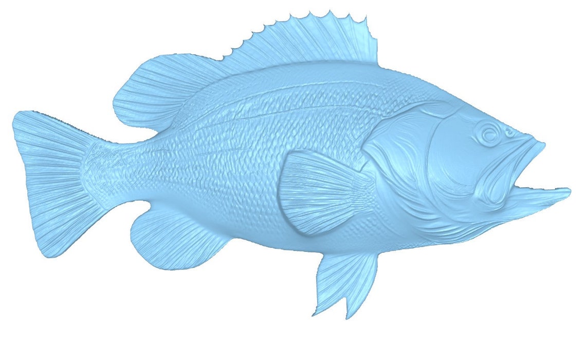 Highly Detailed Largemouth Bass STL File for CNC Wood Router Carving ...
