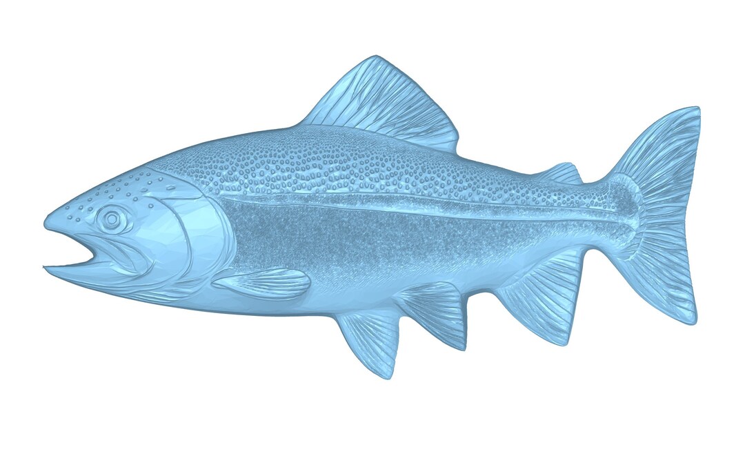 Realistic Rainbow Trout STL File for CNC Wood Carving and 3D Printing ...