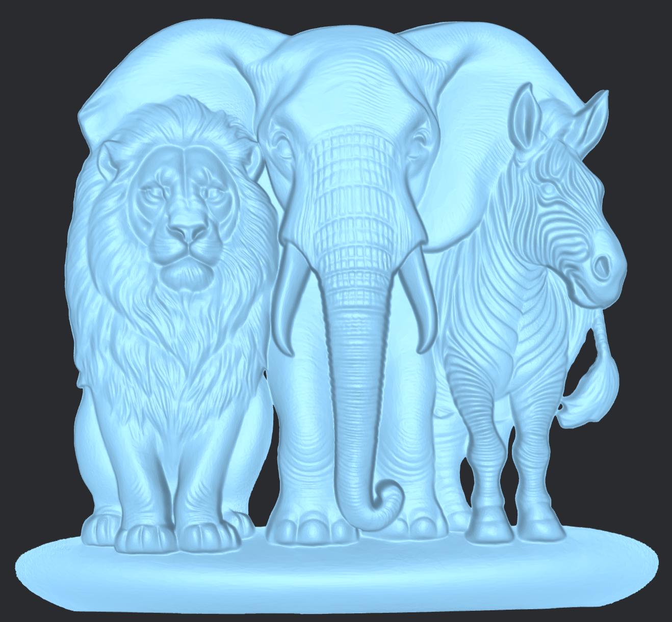 Lion, Elephant, Zebra 3 STL Files for CNC Router Carving - Woodworking ...