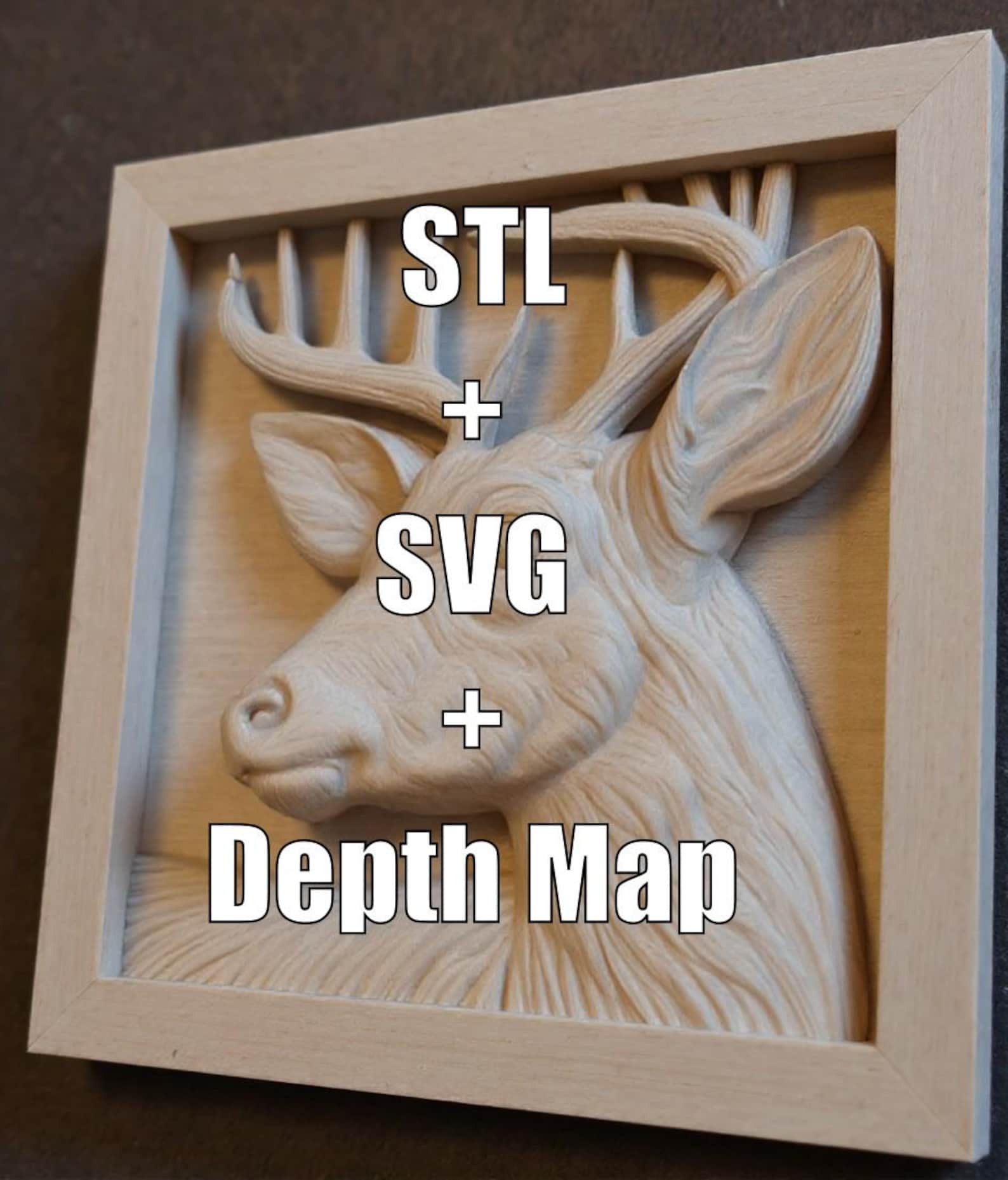 Buck Deer Digital Files: 3D Print, CNC, Laser Cut (STL, SVG, Depth Map ...