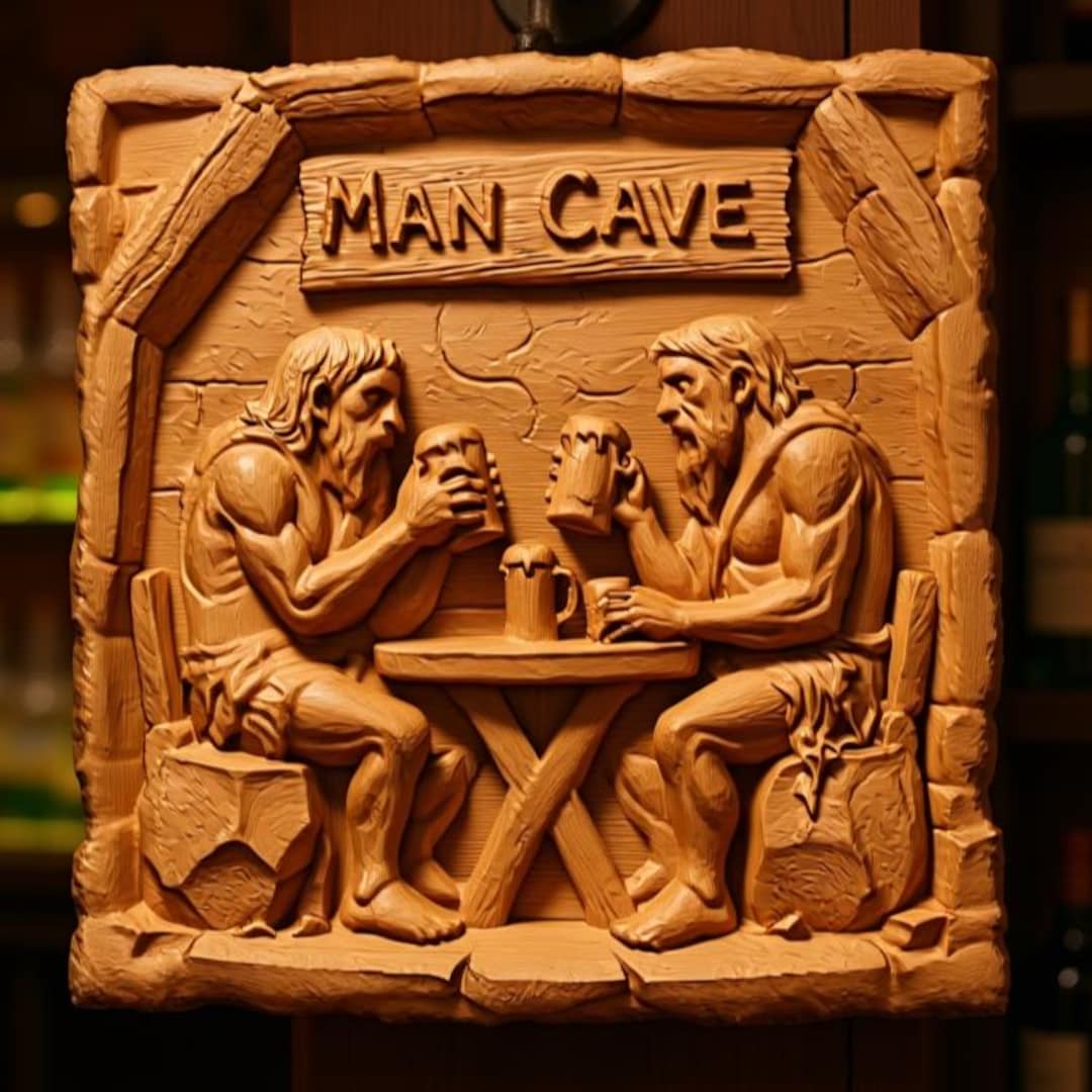 Caveman Man Cave STL File for CNC Router Carving Wall Art - Etsy