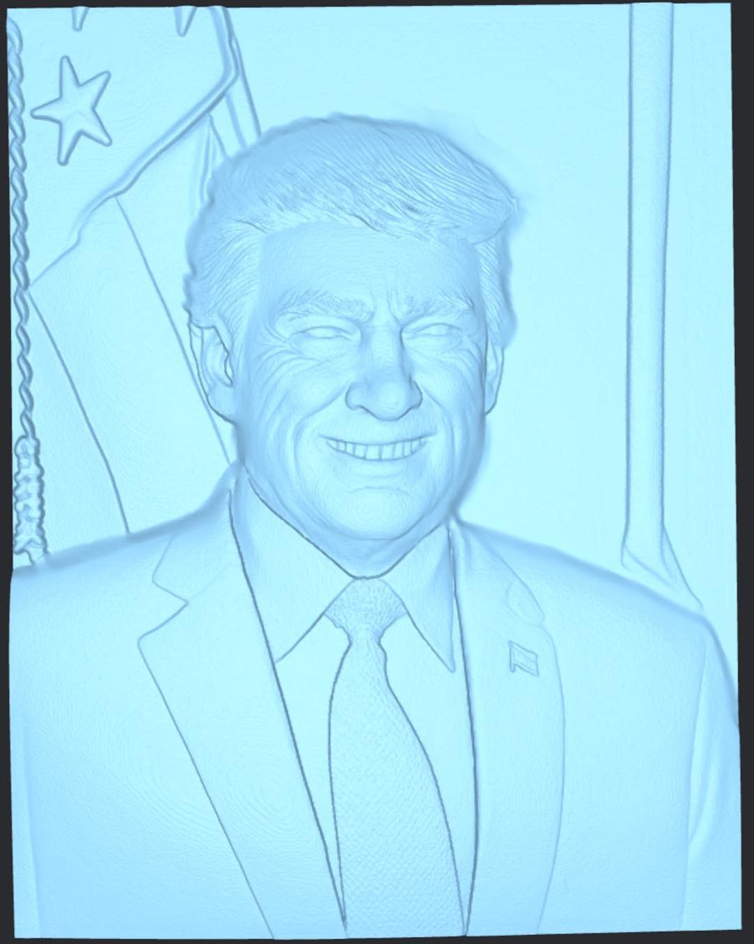 Donald Trump STL File for CNC Carving & 3D Printing | Detailed 3D Model ...