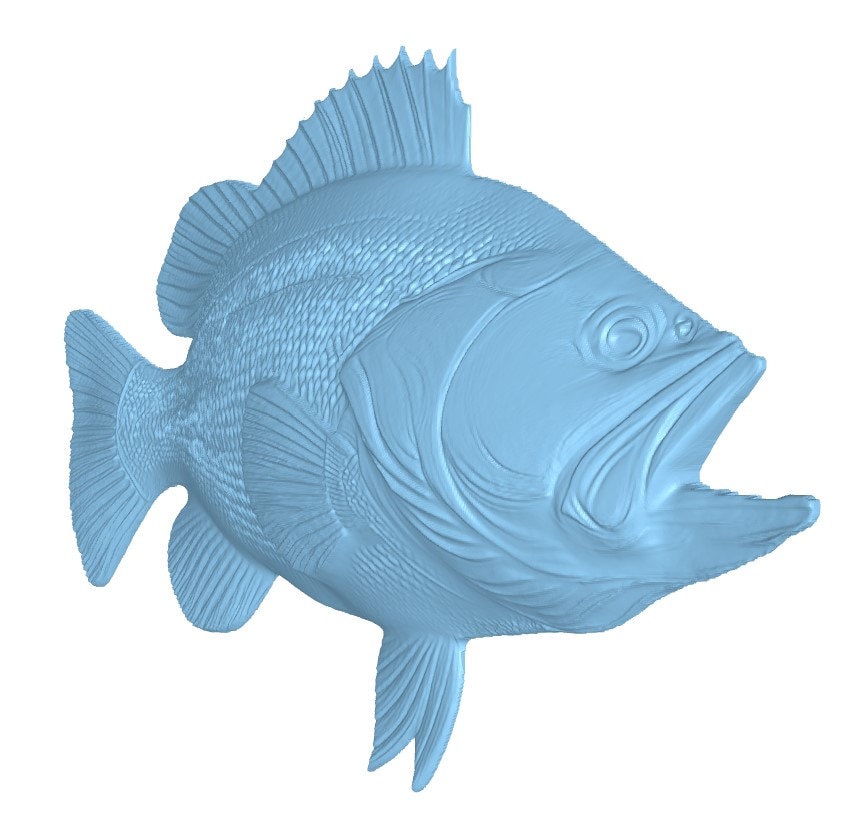 Highly Detailed Largemouth Bass STL File for CNC Wood Router Carving ...