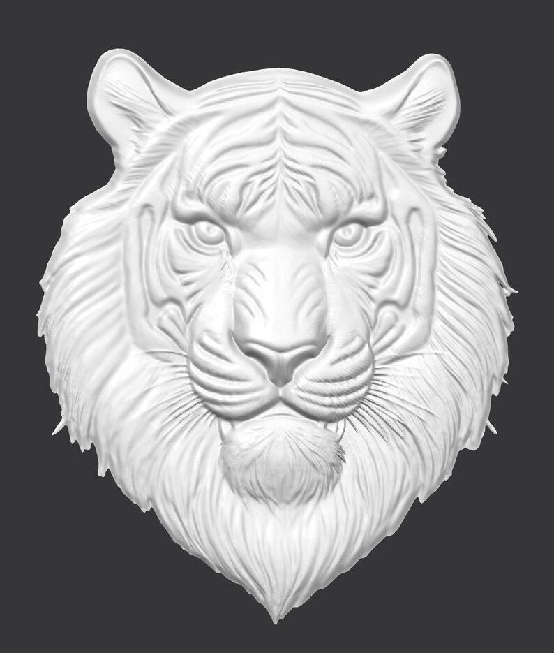 Tiger 3D Relief STL File: CNC Router Carving, Wood Engraving - Etsy