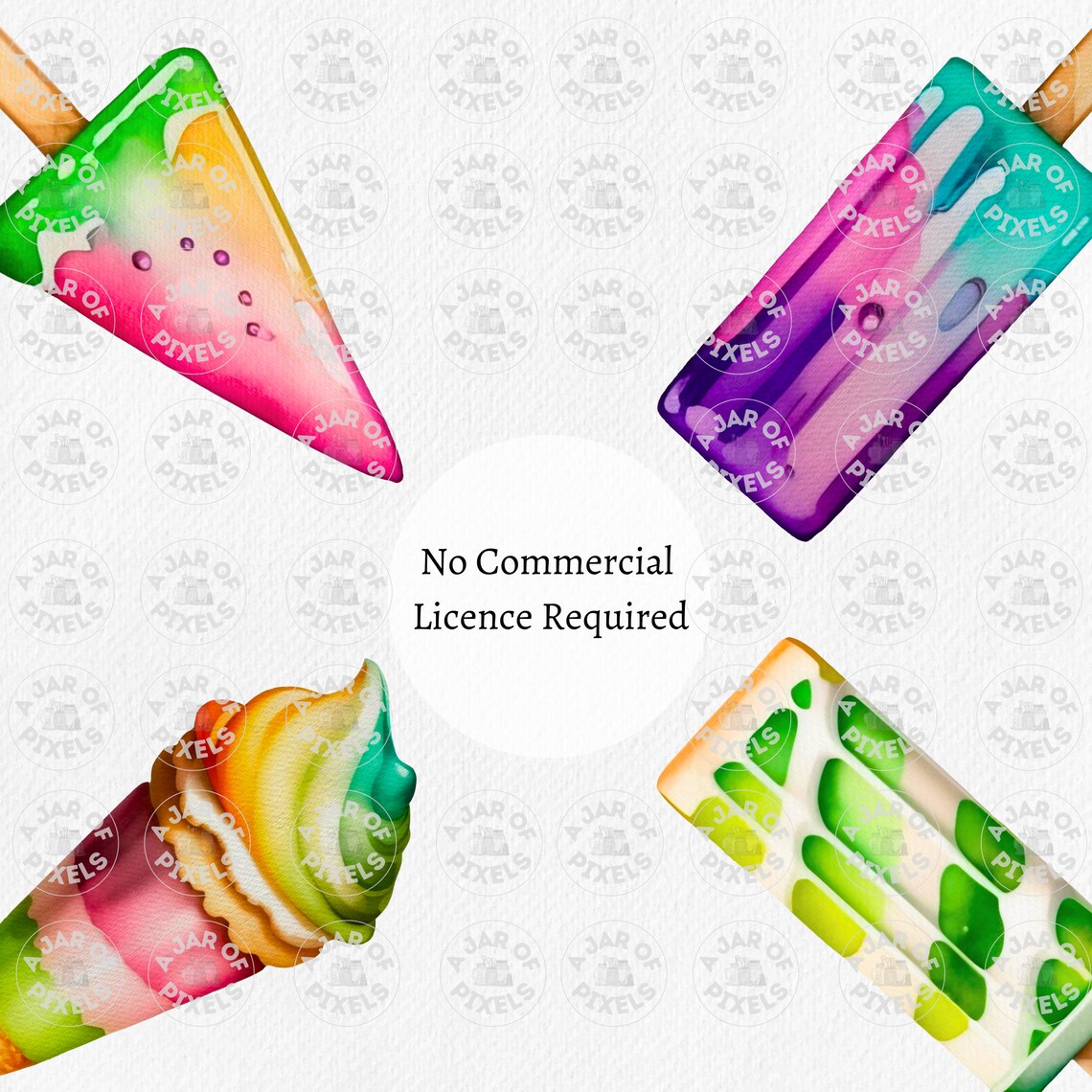 Sweet Treats Watercolor Ice Cream, Popsicle, Lollipop Ice Lolly Clipart ...