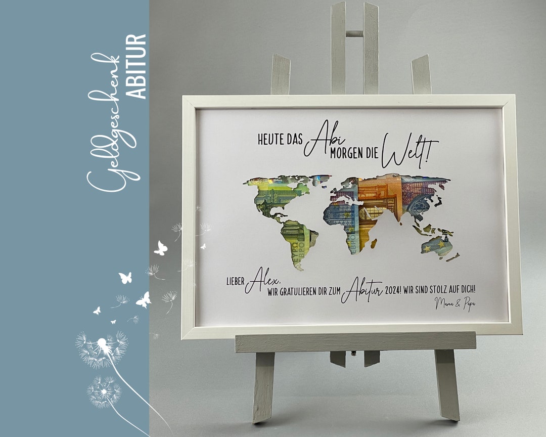 Money Gift WORLD MAP Abi 2024 Abitur Graduation Matura Personalized 069 ...