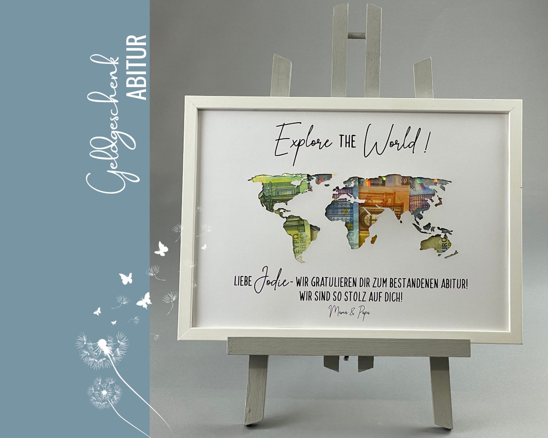 Personalized Money Gift World Map Abi 2024 Abitur Matura 098 - Etsy UK