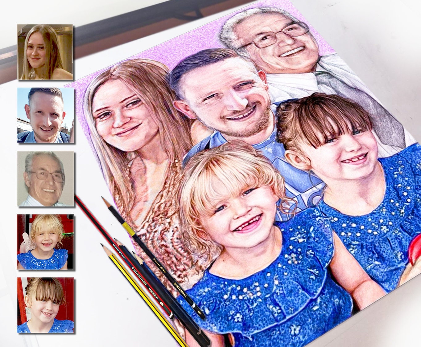 CUSTOM Pencil Sketch Colourization From Hand Drawing to - Etsy UK