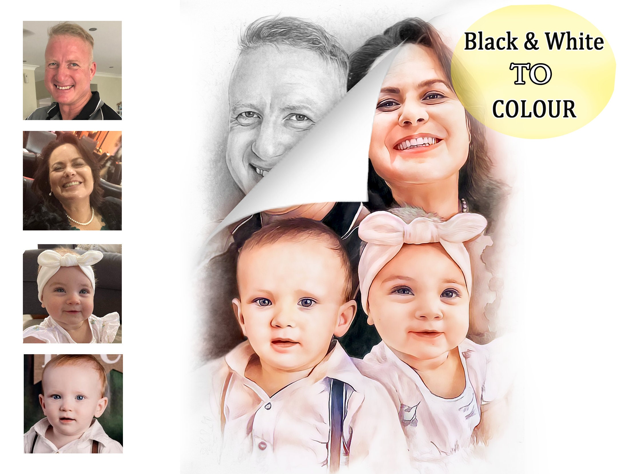 CUSTOM Pencil Sketch Colourization From Hand Drawing to - Etsy UK