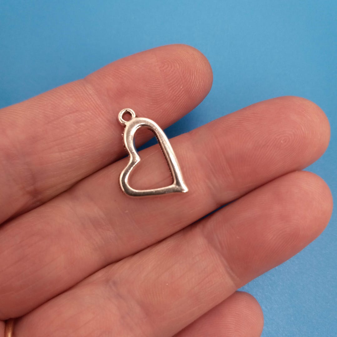 Heart Charm - 15 Pack, Open Heart Sideways Pendant for Jewelry or ...
