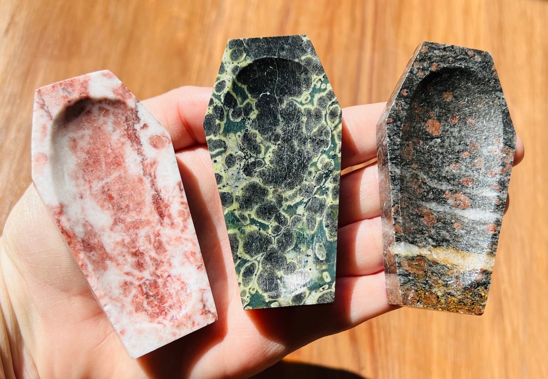 Crystal Coffin Carvings- Halloween Carvings Crystal Catch All - Etsy