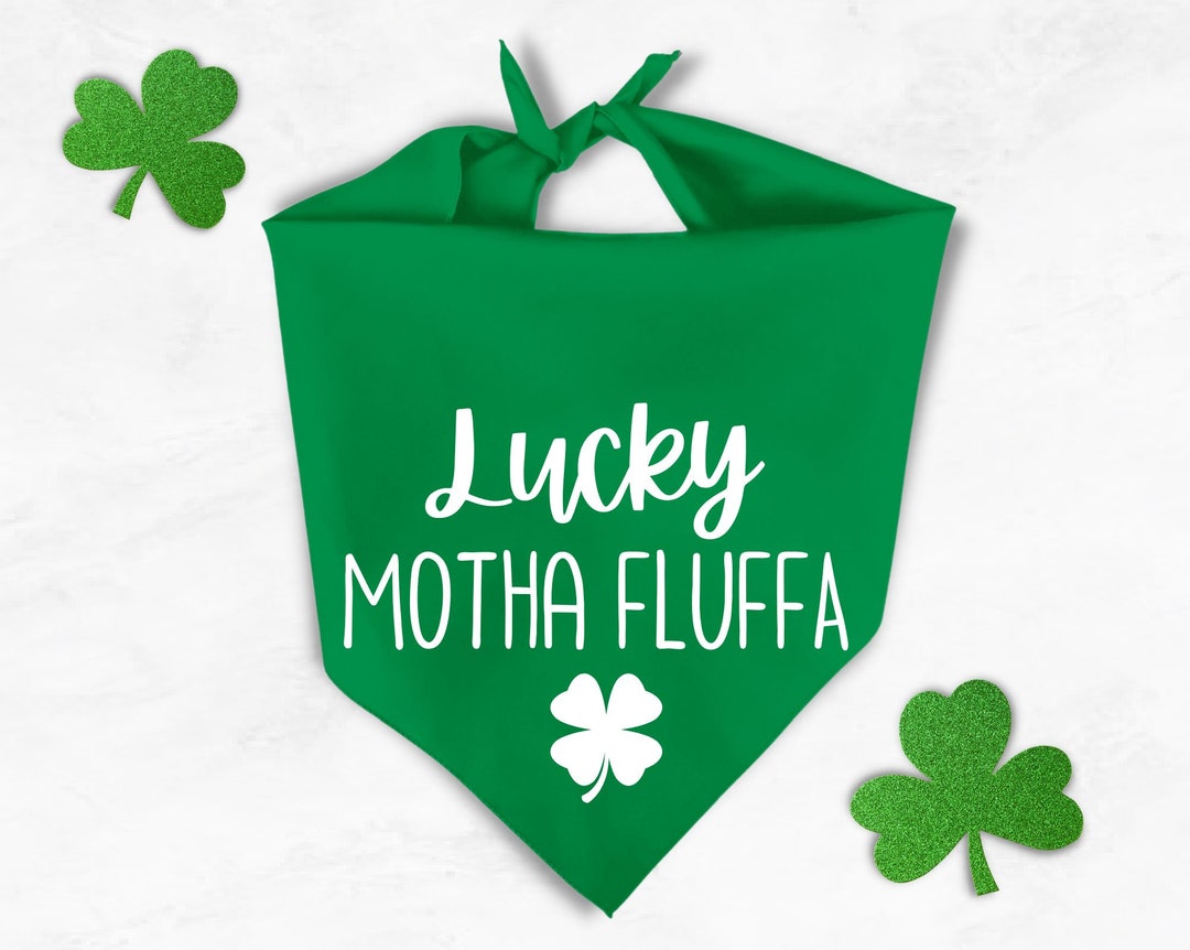 Lucky Motha Fluffa Dog Bandana - St Patrick's Day Dog Bandana - Funny ...