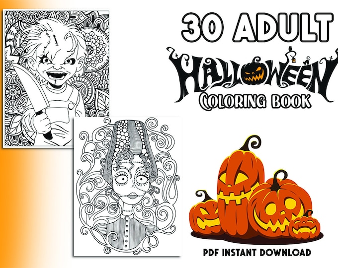 Halloween Bundle - 10 Printable Adult Coloring Pages From Favoreads ...