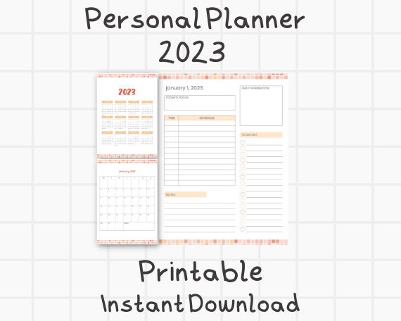 Printable Planner 2023 Planners Calendars Checklist - Etsy