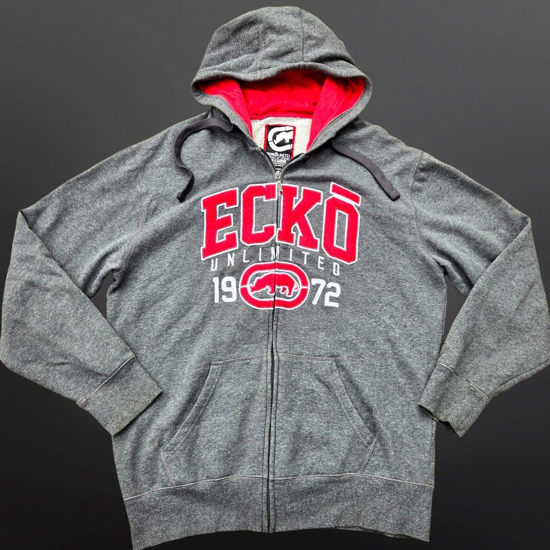 Y2K Ecko Unltd Full Zip Hoodie Mens Size 2XL Gray Red - Etsy