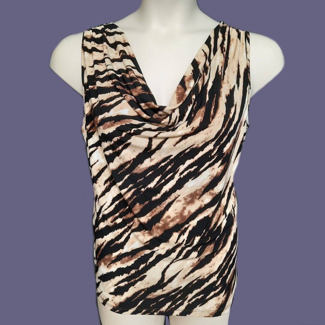 Y2K Tiger Animal Print Sleeveless Top Size XXL Trashy Mcbling Stretch ...