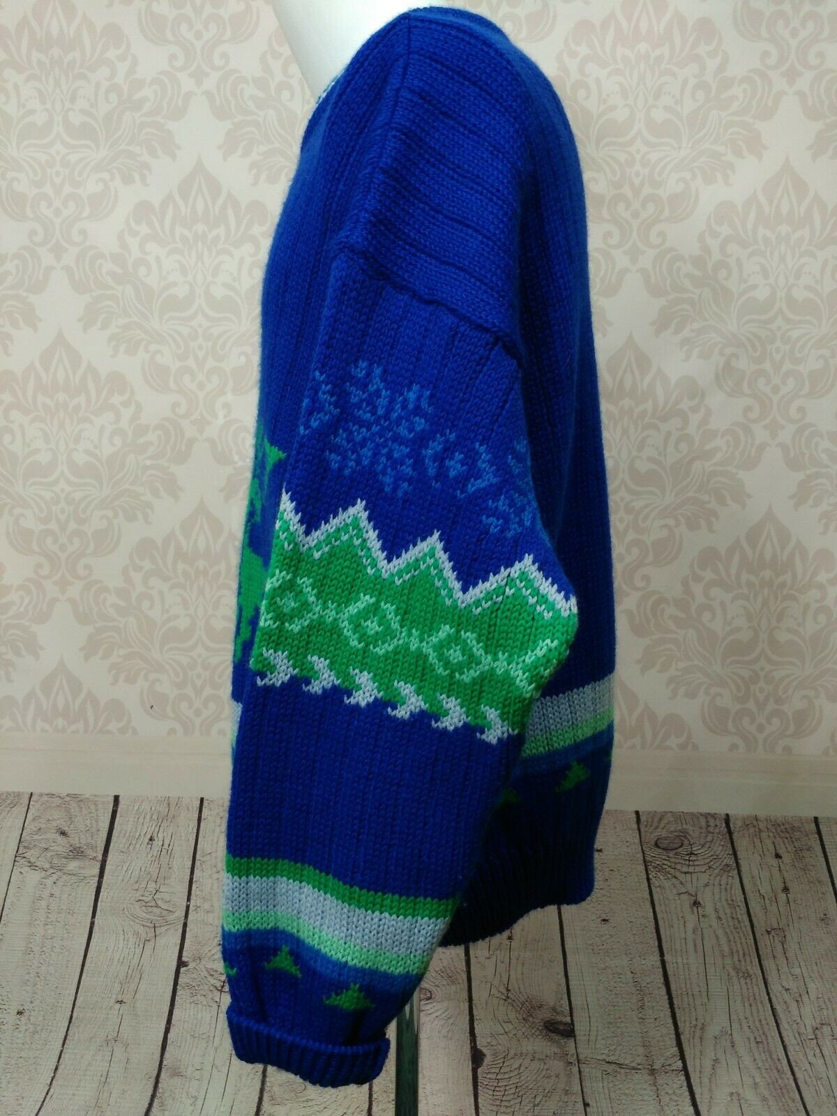 Vintage Steffner Austrain Wool Nordic Sweater Size L Blue - Etsy