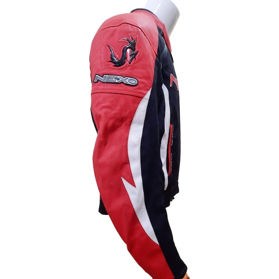 Y2K Leather Racing Motorcycle Jacket Armored Mens Siz… - Gem