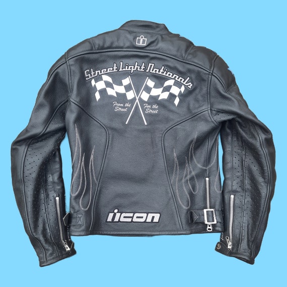 Y2K Icon Womens Leather Moto Racing Jacket Black Meta… - Gem
