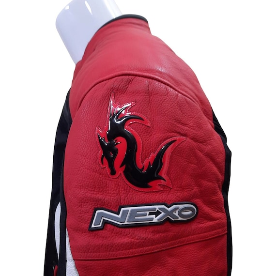 Y2K Leather Racing Motorcycle Jacket Armored Mens Siz… - Gem