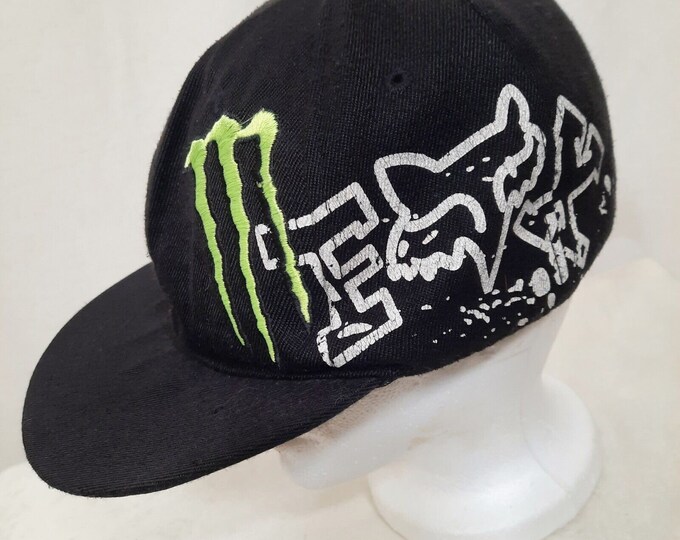 Y2K Monster Energy Fox Racing Fitted Cap Hat 59 Cm Size 7 3/8 Black - Etsy