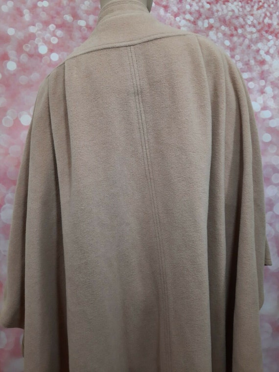 Vintage Long Wool Cape Coat With Pockets Beige Button… - Gem