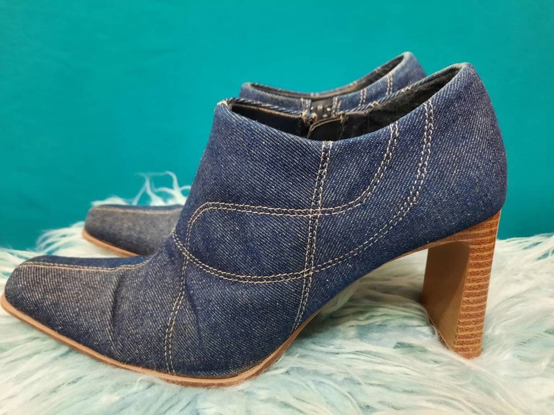 Y2K Blue Denim Ankle Bootie Shooties High Heels US 7 Square - Etsy