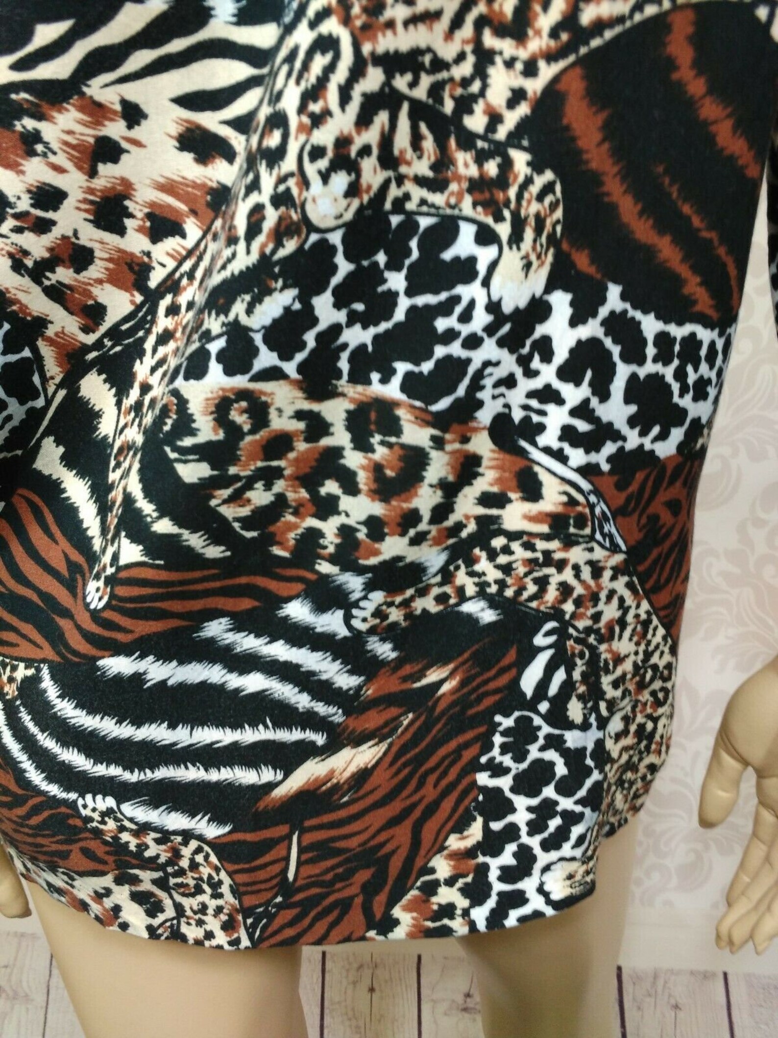Vintage 80s Animal Print Blazer Jacket Size M Open Front Leopard Tiger ...