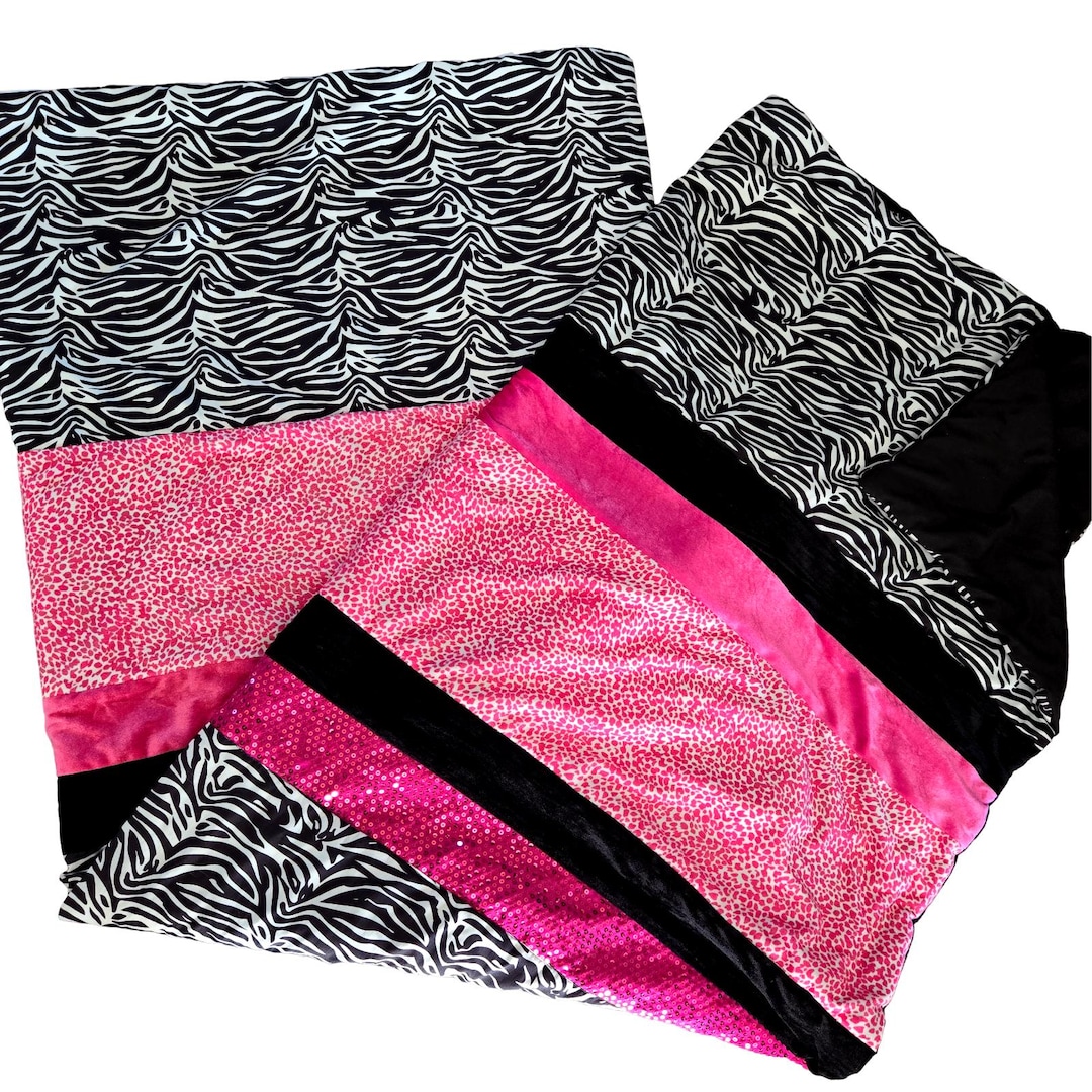 Y2K Pink Black Zebra Comforter Twin Size Trashy Mcbling Velvet Strips ...